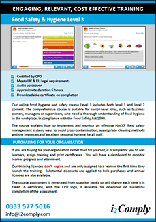 Online Food Hygiene Course Level 3 | i2Comply